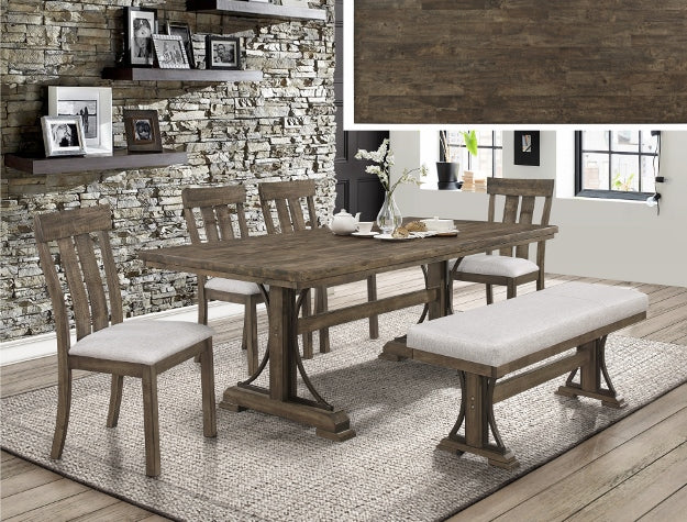 Quincy 6pc Dining Table Set W/ Bench – Texas Furniture Clearance ...
